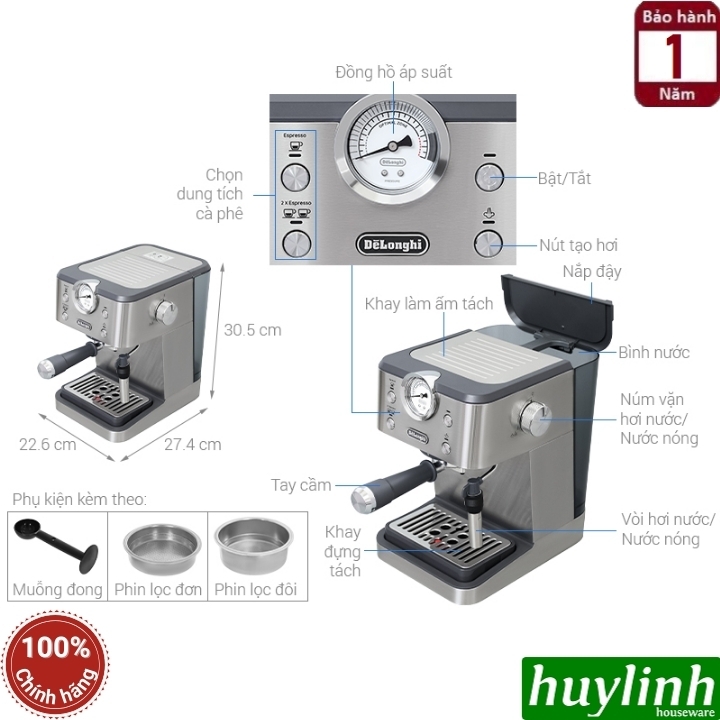 Máy pha cà phê bán tự động Espresso Delonghi Classic EM450