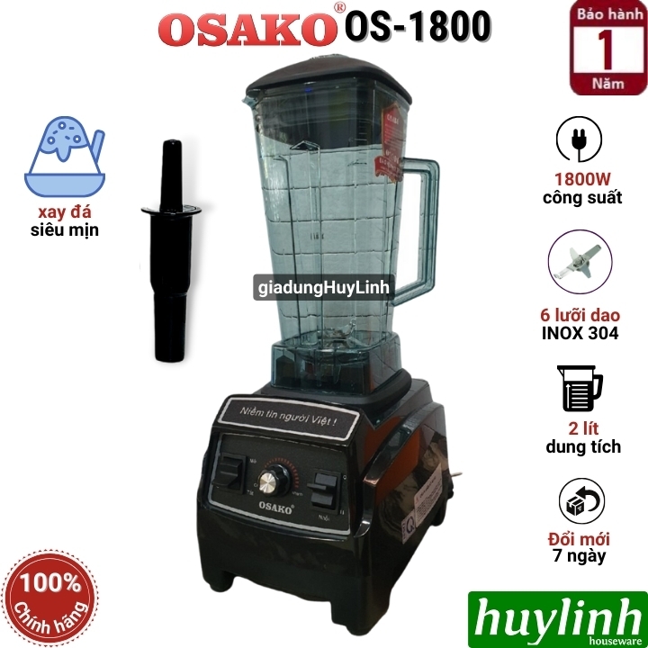 Máy xay sinh tố công nghiệp Osako OS-1800 - 1800W - 2 lít