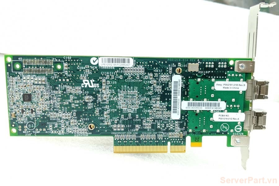 Cạc HBA Card FC IBM Emulex LPE12002 8Gb 2 port FC SFP fru 42D0500 pn ...