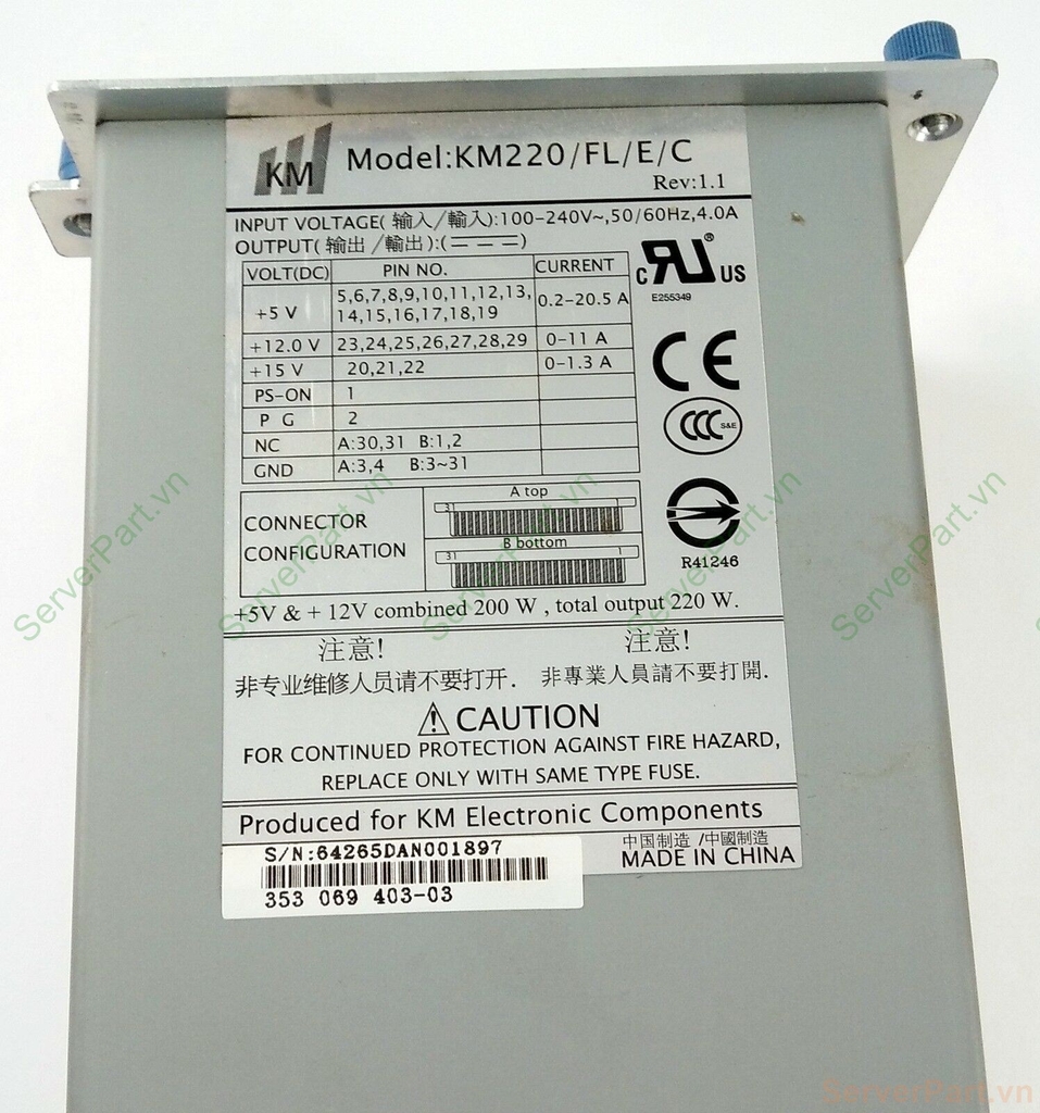 413511-001 AH220A model KM220 Bộ nguồn PSU Hot HP MSL4048 Tape Library ...