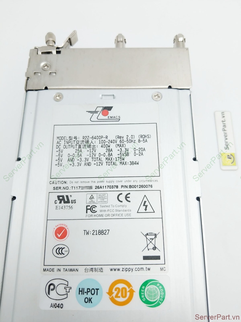 Bộ nguồn PSU Zippy EMACS 400W B011260013 R2Z-6400P-R | ServerPart.vn