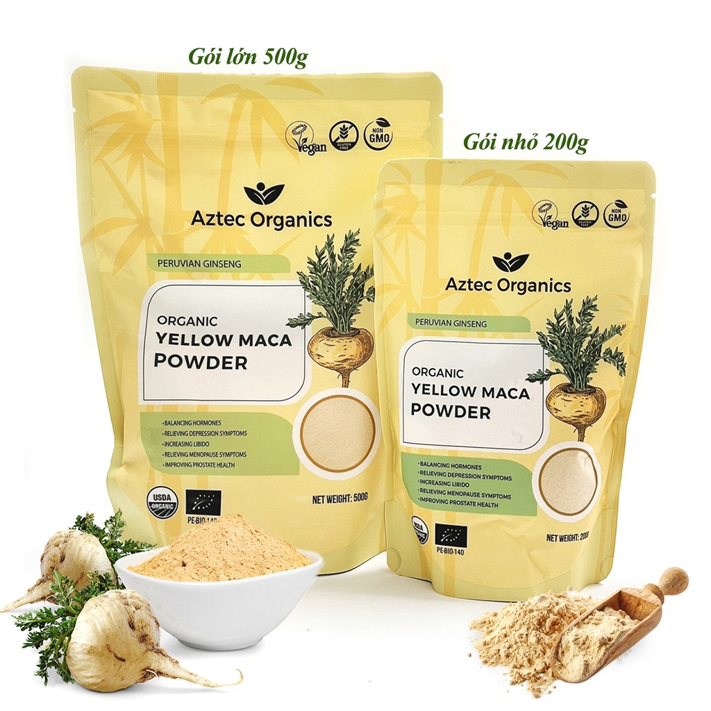 Bột nhân sâm Maca vàng hữu cơ Aztec Organics 500g Organic yellow maca ...
