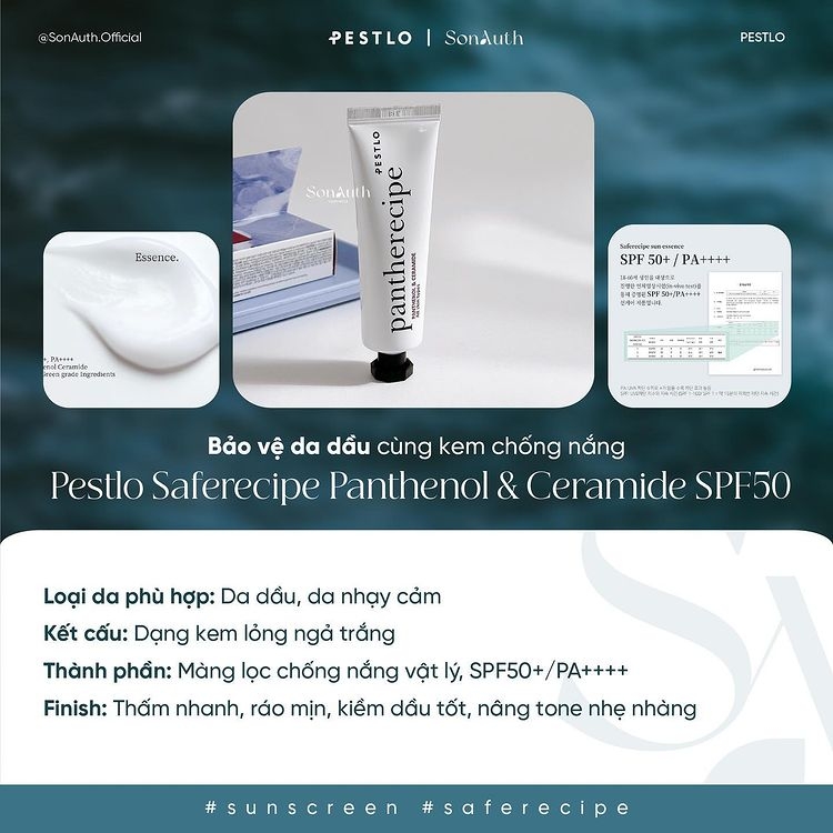 Kem Chống Nắng Pestlo Saferecipe Panthenol & Ceramide SPF50 | SonAuth ...