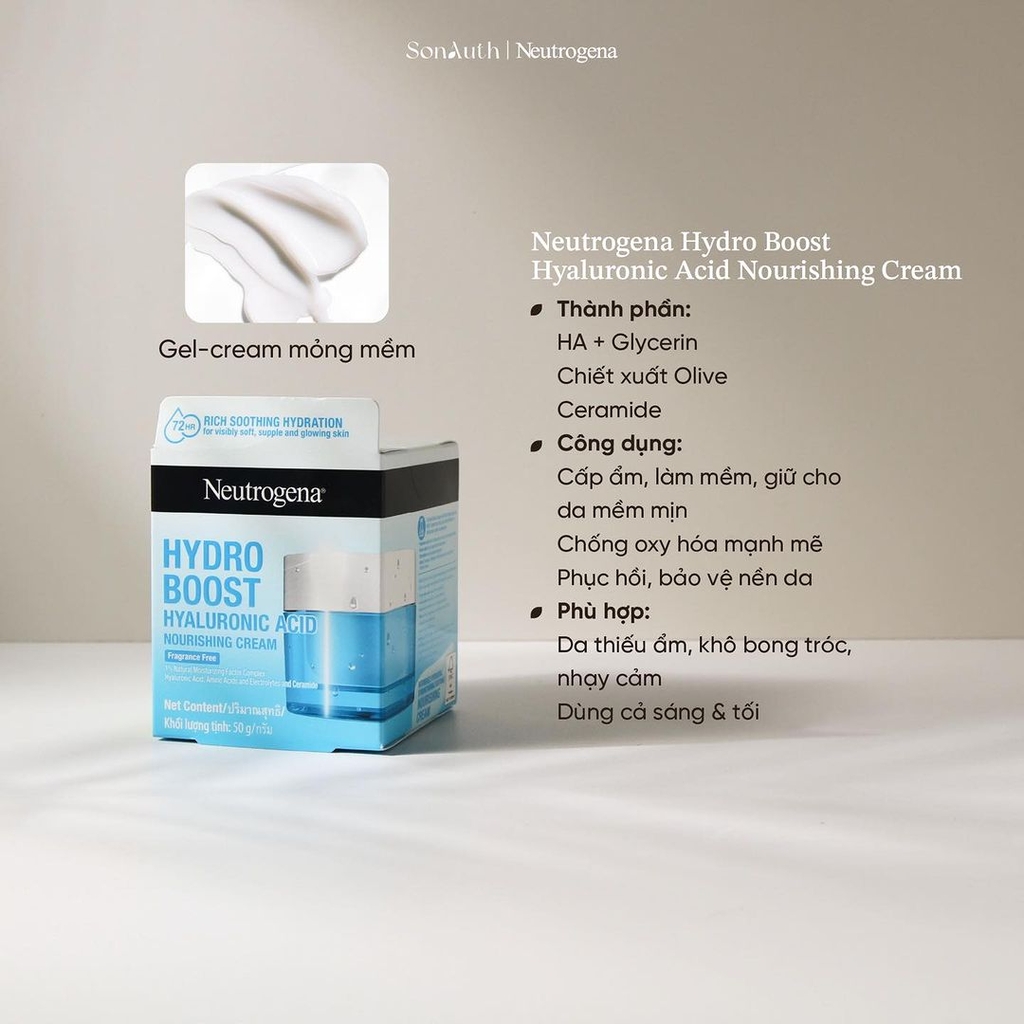 Neutrogena Hydro Boost Hyaluronic Acid Nourishing Cream 50g | SonAuth ...