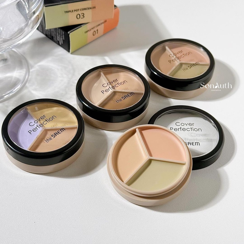 The saem Cover Perfection Triple Pot Concealer 4,5g | SonAuth Official