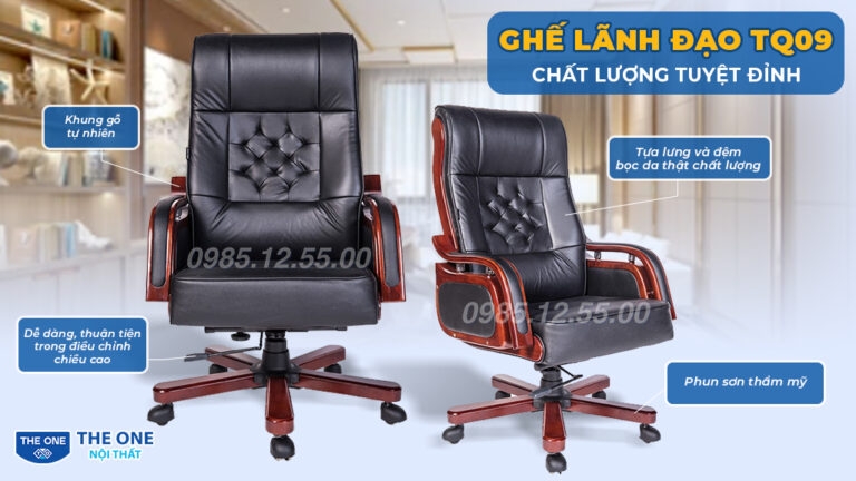 Ghế giám đốc Hòa Phát The One TQ09 bọc da thật chân xoay