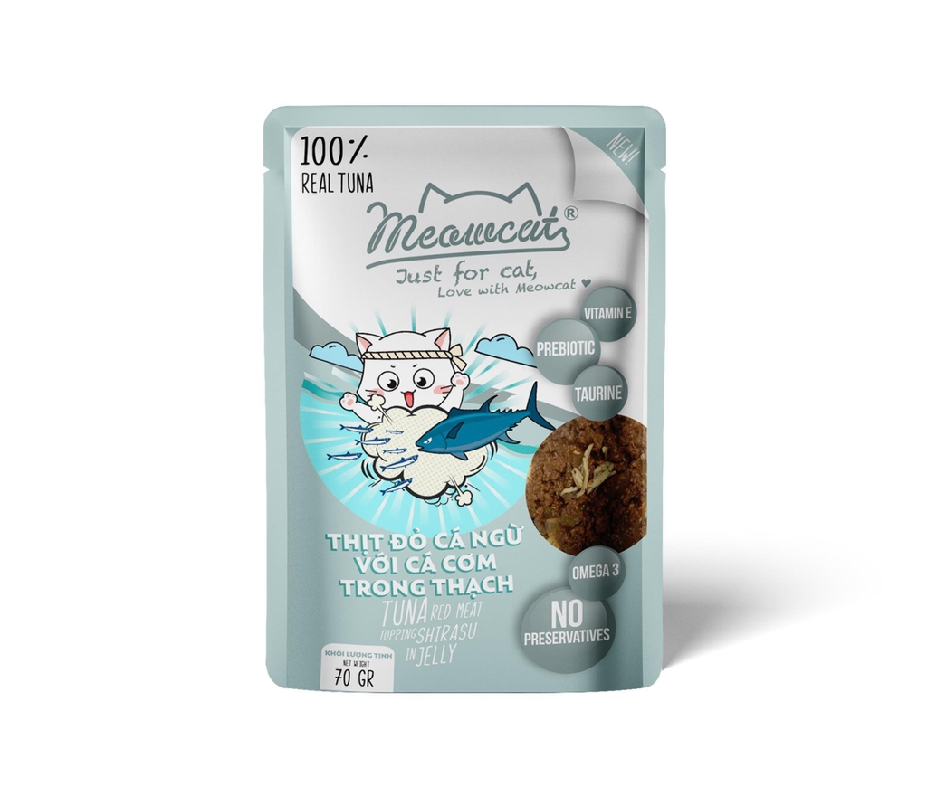 Pate Meowcat Thịt Đỏ Cá Ngừ & Cá Cơm Jelly 70g MoAnPetShop.com