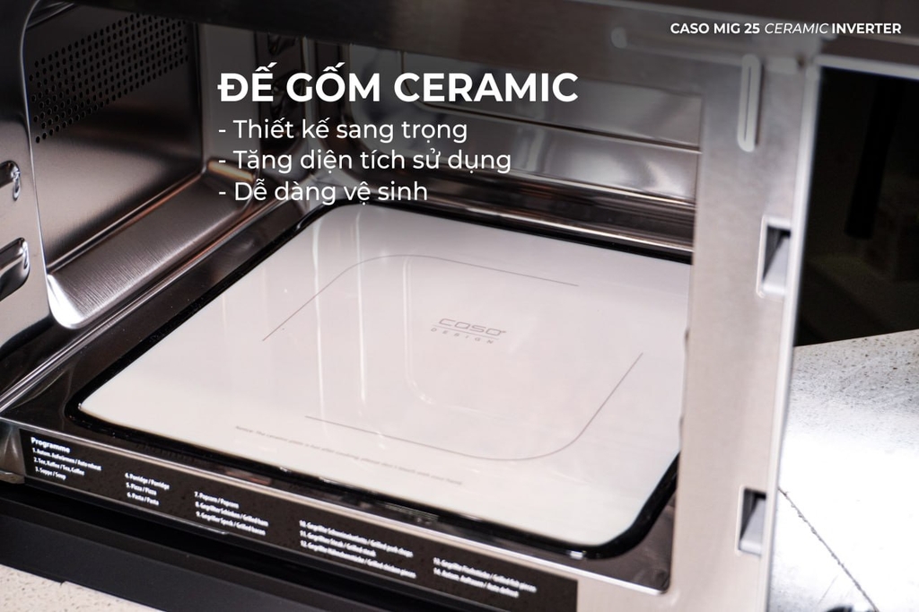 Lò vi sóng kèm nướng 2in1 Caso MIG 25 Ceramic, Dung tích 25L, Đế ...
