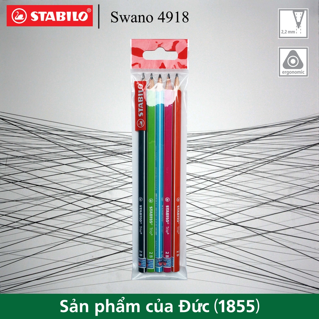 Combo 5 bút chì gỗ STABILO Trio 369 2B CÔNG TY TNHH THƯƠNG MẠI THÁI Á