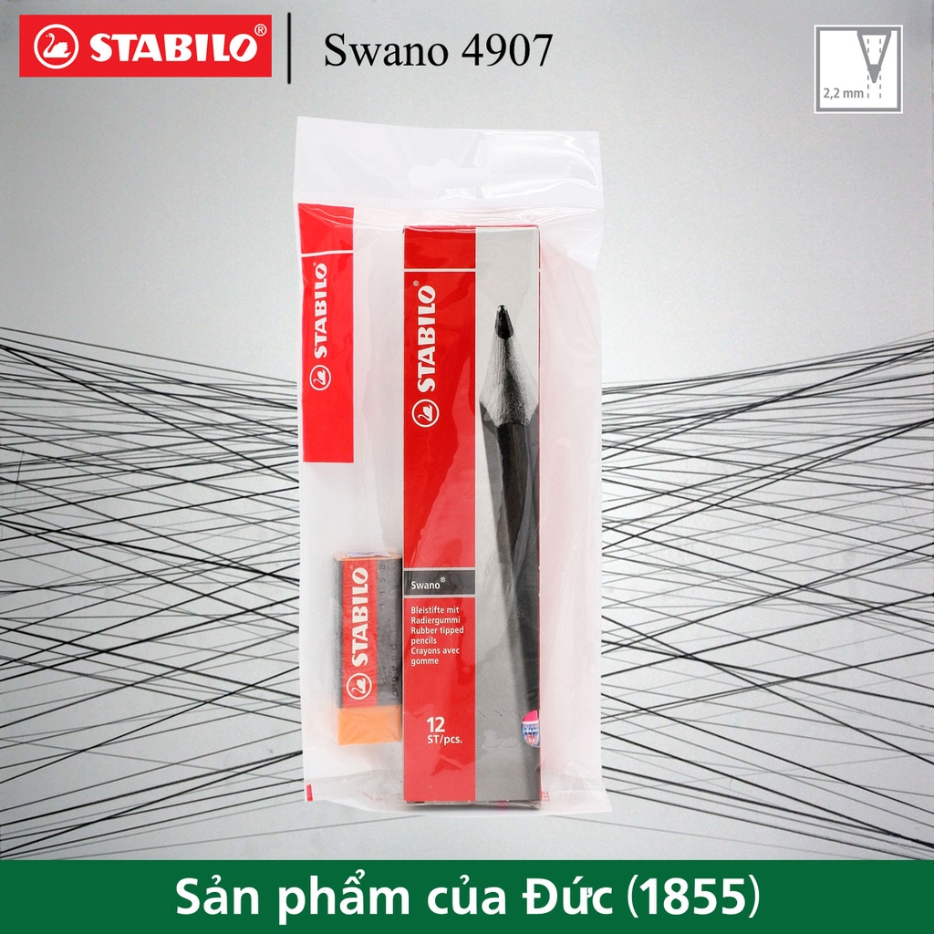 Hộp chì gỗ STABILO Swano 4907 HB có đầu tẩy 12 cây CÔNG TY TNHH PHÁT ...
