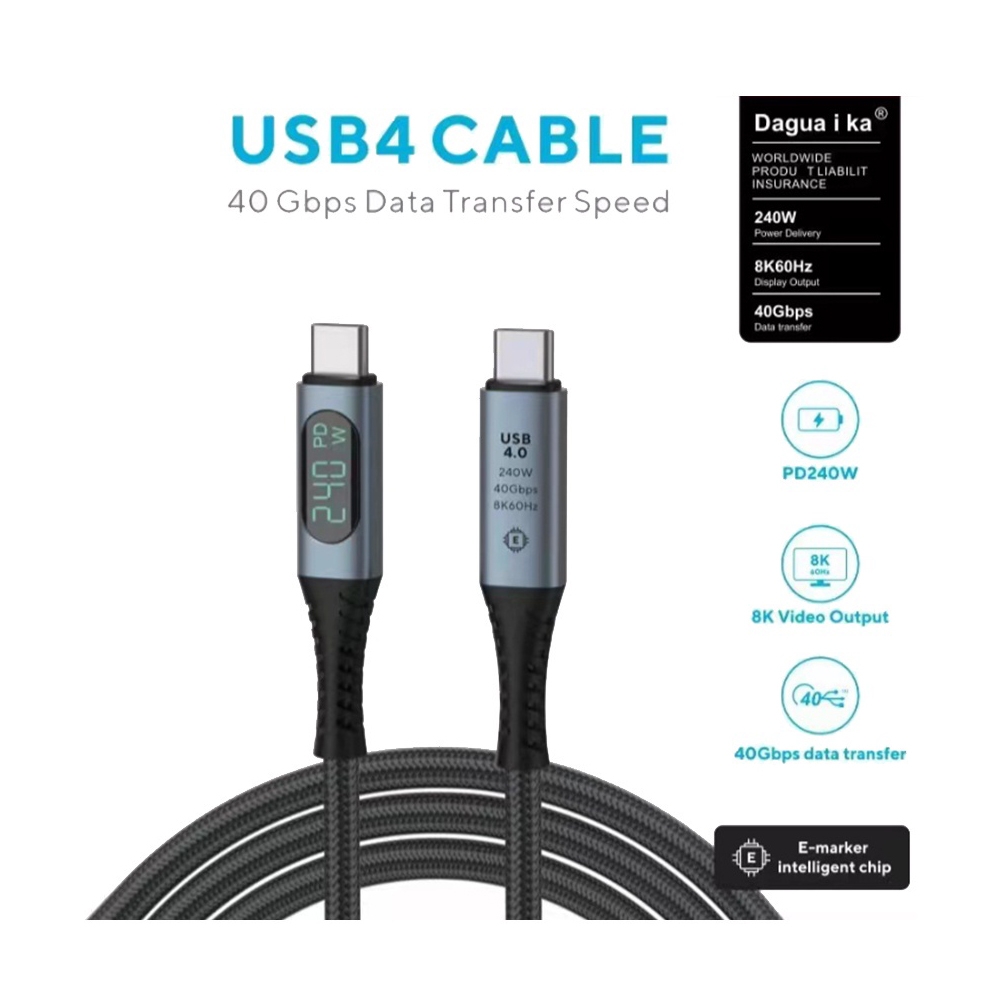 Cáp chuyển USB4 Type C Hỗ trợ PD240W, xuất hình 8K60Hz, Data 40Gpbs - Màn hình Led do dòng với ...