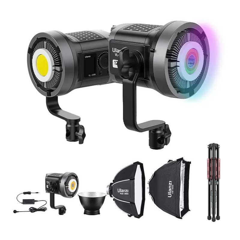 Combo setup 2 đèn Ulanzi VL120B / VL200B / VL120C kèm đầy đủ phụ kiện ...