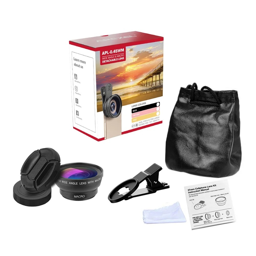 Lens mở rộng góc chụp 2 IN 1 APEXEL APL - 0.45WM 0.45X | Huy Linh