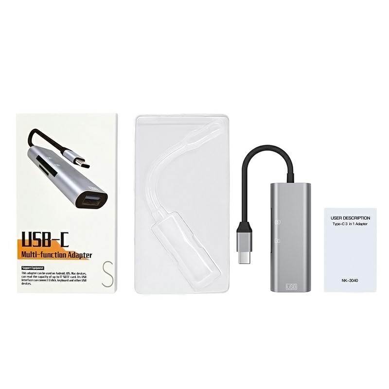 Cáp hub 3 IN 1 USB Type-C SD / TF Card Reader và USB 3.0 hỗ trợ OTG rẻ ...