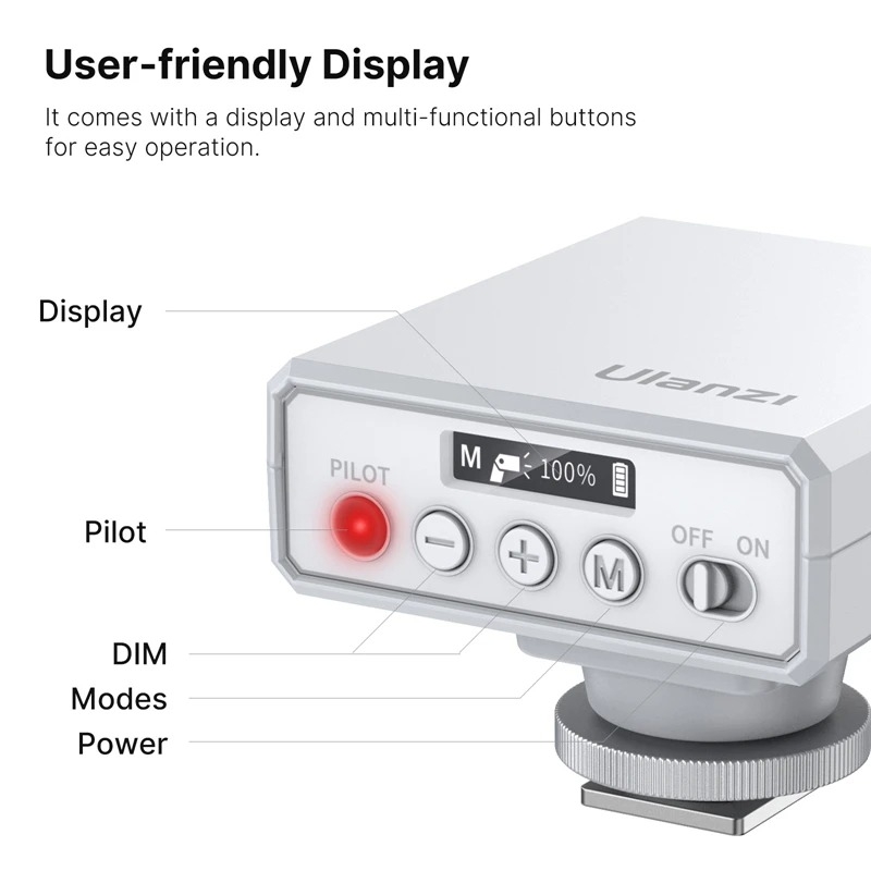 Ulanzi F12 màu trắng đèn flash mini tích hợp Pin 1200mAh cho máy ảnh ...