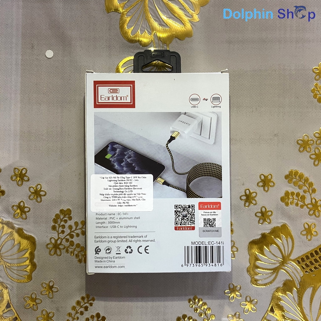 Dây Sạc 3 Mét / 5 Mét Sạc Nhanh 20W Earldom EC141 Chân Type-C Ra Chân Lightning, 2 Đầu Type-C ...