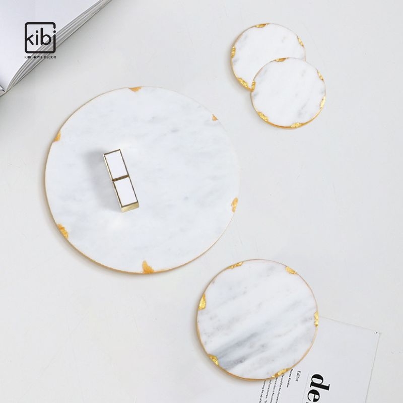 KHAY TRÒN TRANG TRÍ ĐÁ MABLE | KIBI HOME DECOR