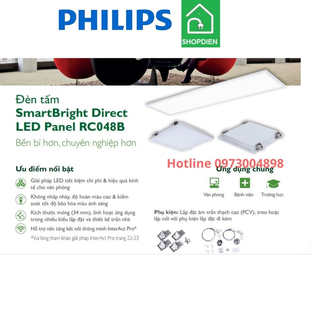 Đèn led panel âm trần Philips 600x1200 50W RC048B LED50S/840 PSU W60L120 GM as trung tính 4000k ...
