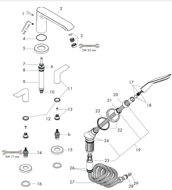 Vòi xả bồn tắm Hansgrohe 4 lỗ Metris F-Set | 31442000 | HA ANH GERMANY