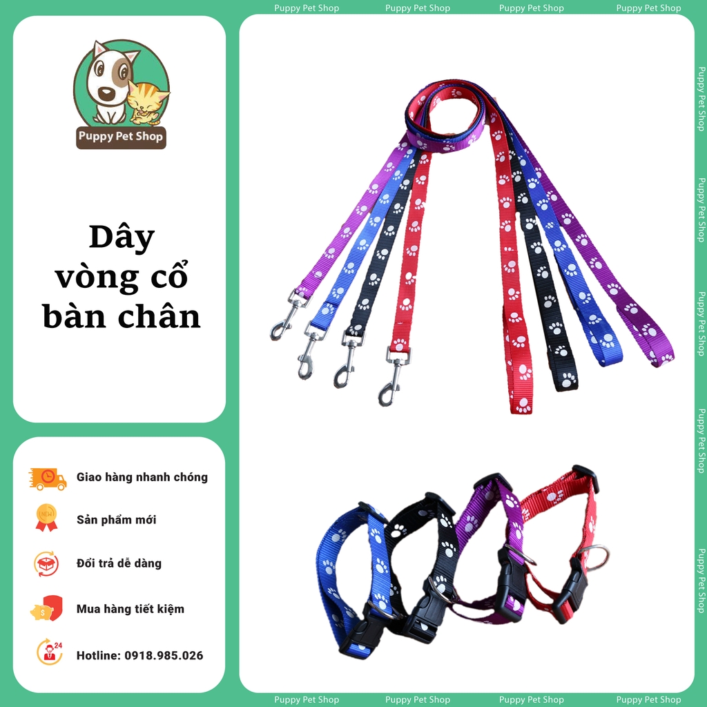 Dây vòng cổ bàn chân cho chó mèo Puppy Pet Shop