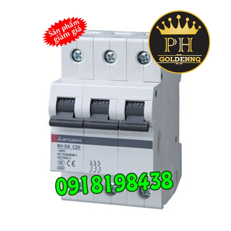 MCB Mitsubishi BH-D10 3P 40A TYPE C N, 10kA | Công Ty TNHH Tổng Hợp Quốc Tế Golden NQ