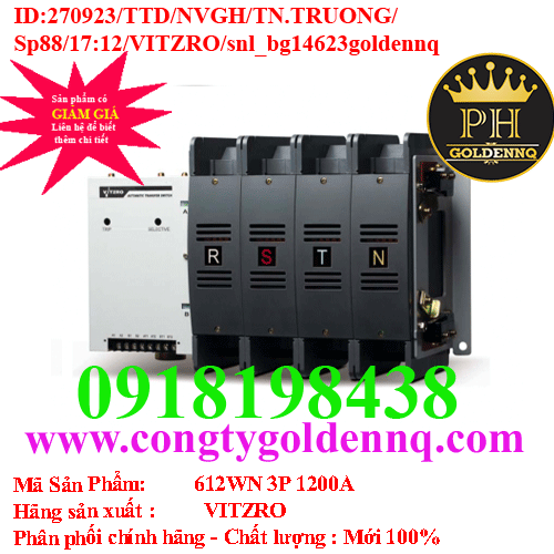 ATS loại tiêu chuẩn - 612WN 3P 1200A | Công Ty TNHH Tổng Hợp Quốc Tế ...
