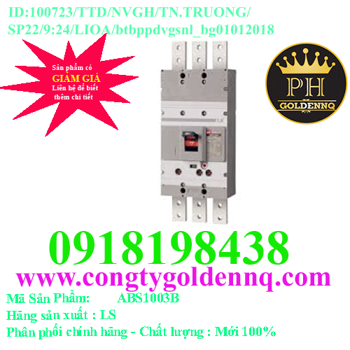 MCCB 3P 1000A LS ABS1003B 65kA | Công Ty TNHH Tổng Hợp Quốc Tế Golden NQ