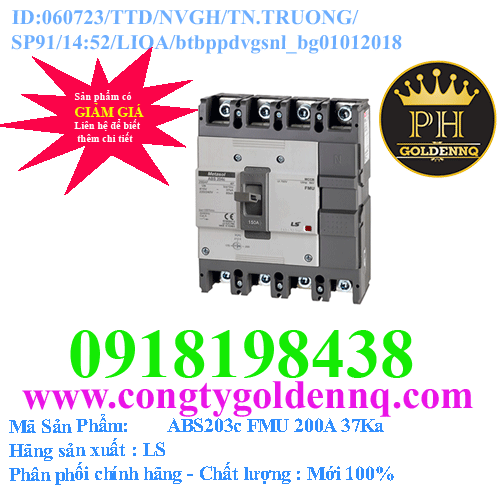 Cầu Dao Điện MCCB ABS203c FMU 200A 37Ka –LS | Công Ty Quốc Tế Golden NQ