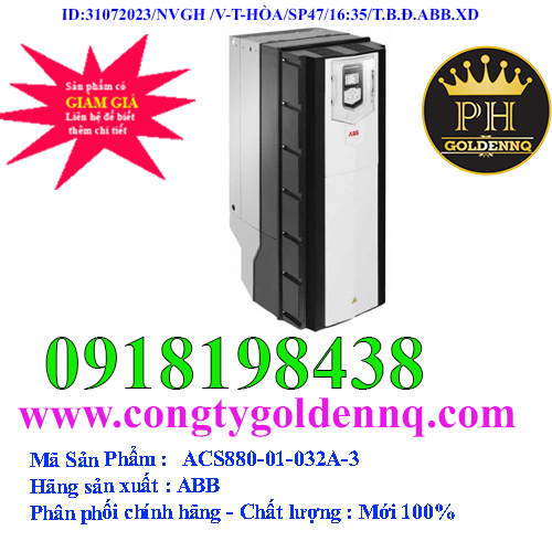 Biến tần ABB ACS880-01-032A-3 15kW 32HP 3 Pha 380V | Công Ty TNHH Tổng Hợp Quốc Tế Golden NQ