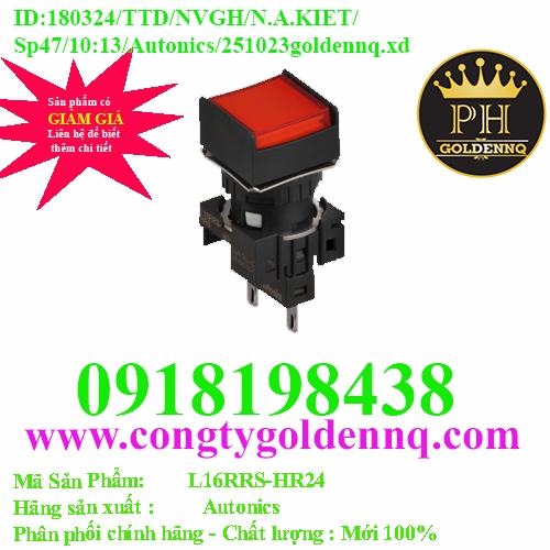Đèn báo Ø16 có lỗ lắp đặt Autonics L16RRS-HR24 | Công Ty TNHH Tổng Hợp ...