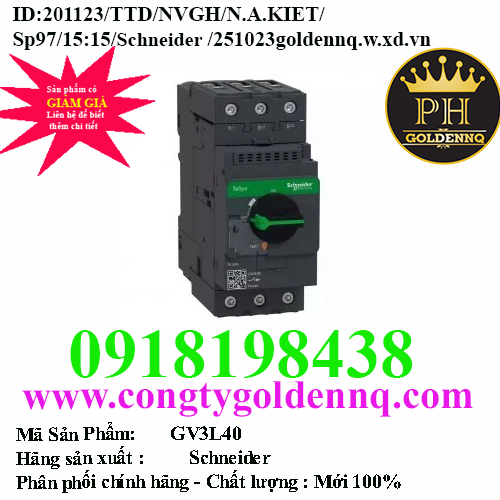 Cầu dao bảo vệ động cơ GV3L40 Schneider | Công Ty Quốc Tế Golden NQ