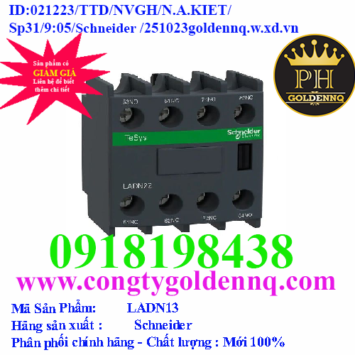 Khối tiếp điểm phụ LADN13 Schneider | Công Ty TNHH Tổng Hợp Quốc Tế ...