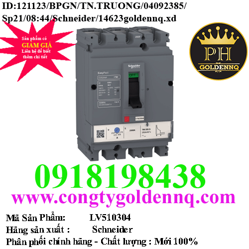 Cầu dao chỉnh dòng MCCB LV510304 Schneider | Công Ty Quốc Tế Golden NQ
