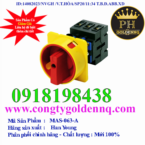Công tắc nguồn MAS-063-A | Công Ty TNHH Tổng Hợp Quốc Tế Golden NQ