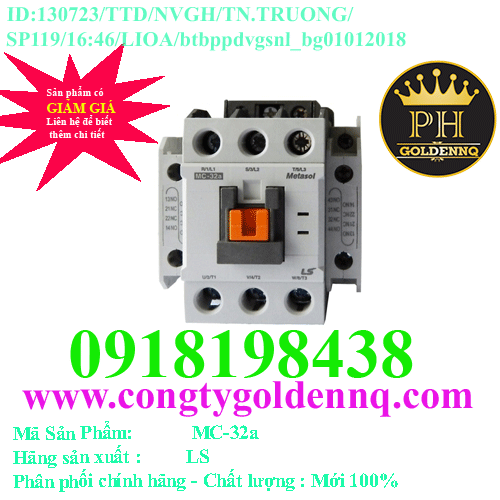 Khởi động từ LS 3P MC-32a 32A (2a2b) | Công Ty TNHH Tổng Hợp Quốc Tế Golden NQ