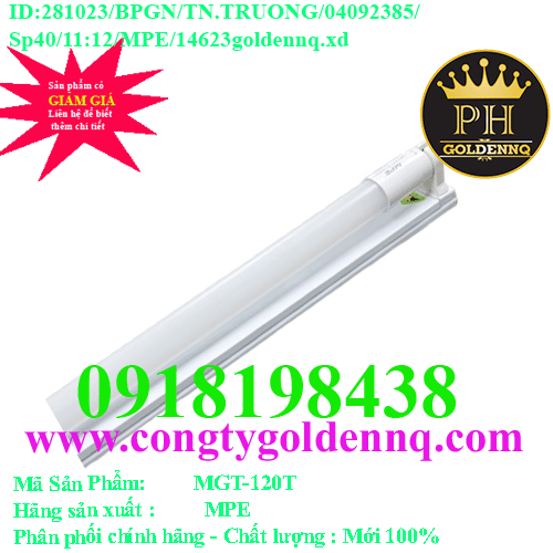 BỘ ĐÈN LED TUBE THỦY TINH BÓNG ĐƠN MPE 1M2 MGT-120T | Công Ty Quốc Tế Golden NQ