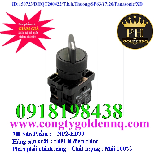 Công tắc 3 vị trí cần ngắn 2NO Chint NP2-ED33 | Công Ty TNHH Tổng Hợp Quốc Tế Golden NQ