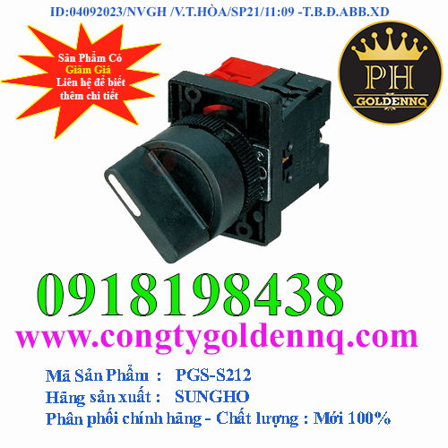 Công tắc xoay 2 vị trí (Ø22) 1a+1b PGS-S212 | Công Ty TNHH Tổng Hợp Quốc Tế Golden NQ