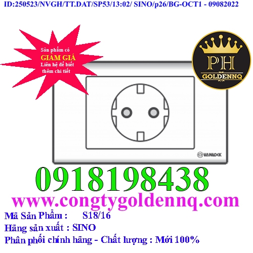 Ổ cắm “schuko” 16A tiếp đất SINO S18/16 | Công Ty TNHH Tổng Hợp Quốc Tế Golden NQ