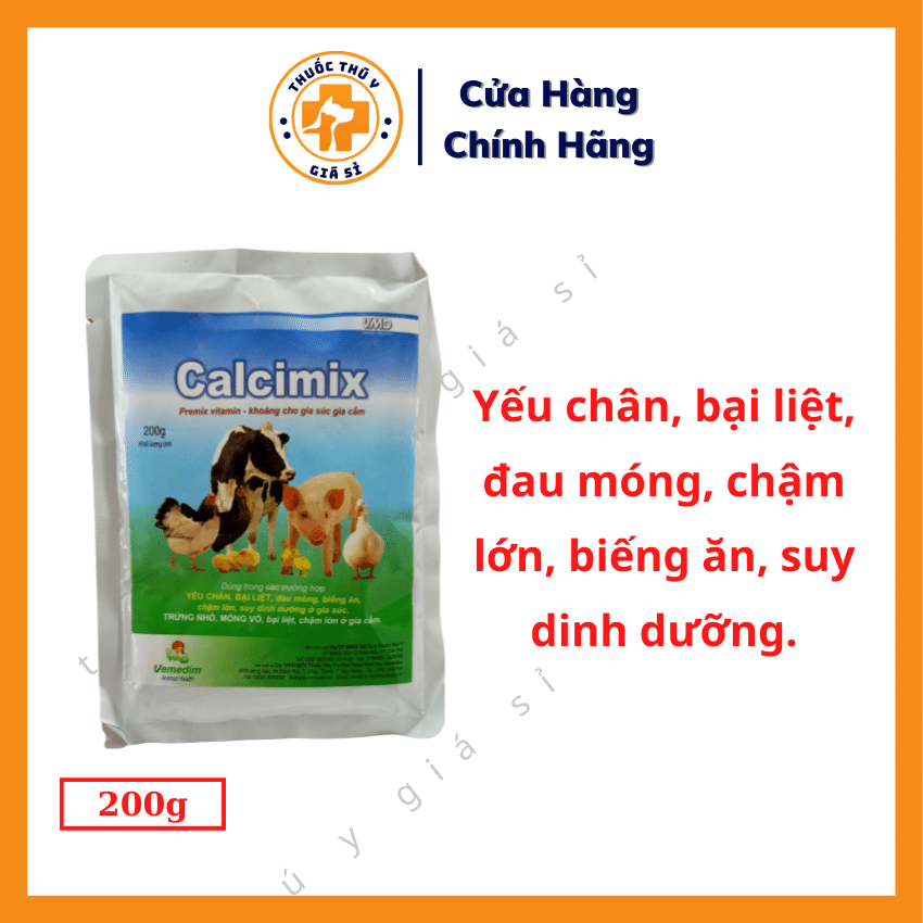 Vemedim Calcimix 200gr Tăng Cường Vitamin Khoáng Phân Phối Thuốc Thú Y