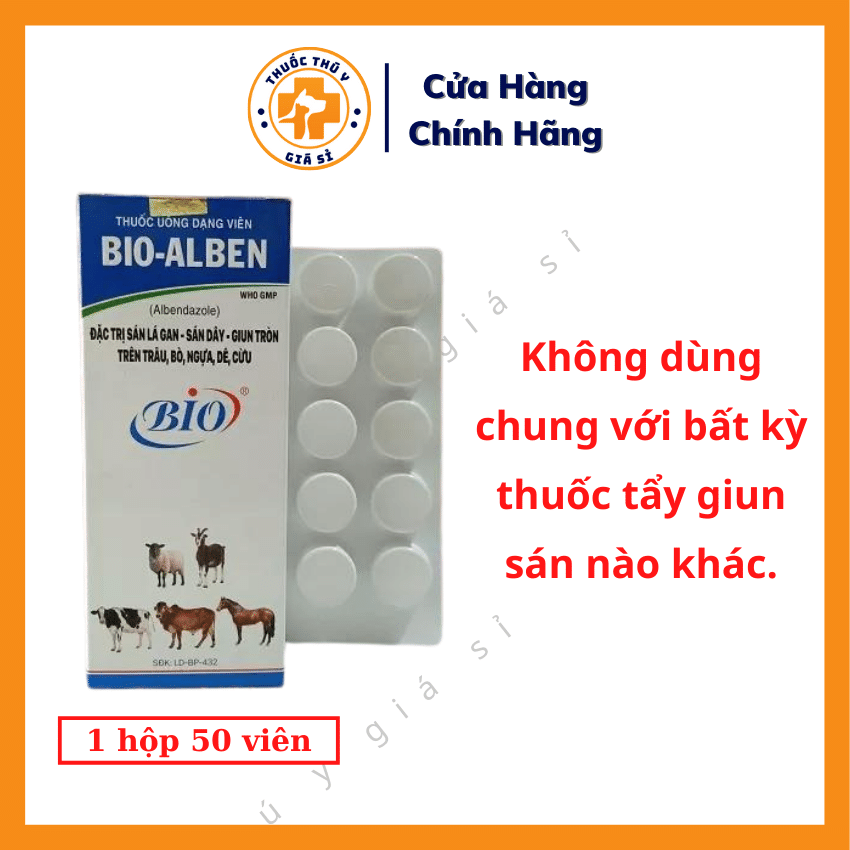Bio Alben (hộp 50 viên) Chính Hãng Giá Tốt Phân Phối Thuốc Thú Y