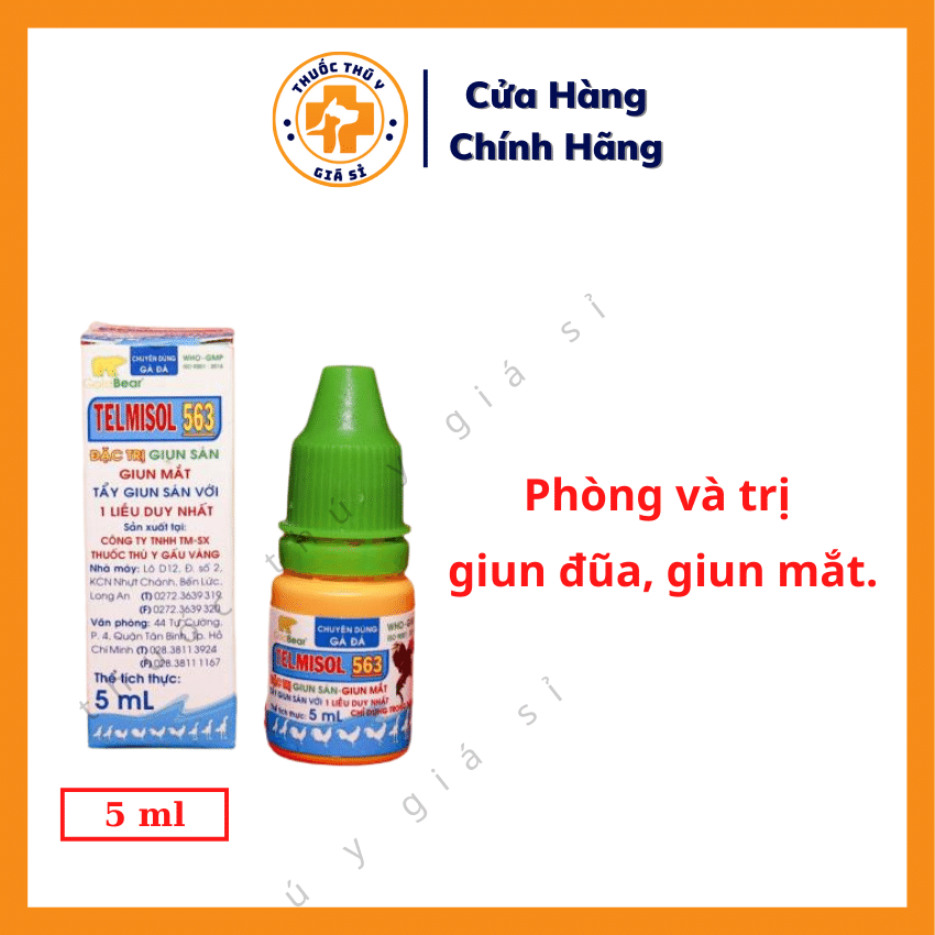 GV Telmisol 563 5ml Trị Giun Cho Gà Đá Phân Phối Thuốc Thú Y