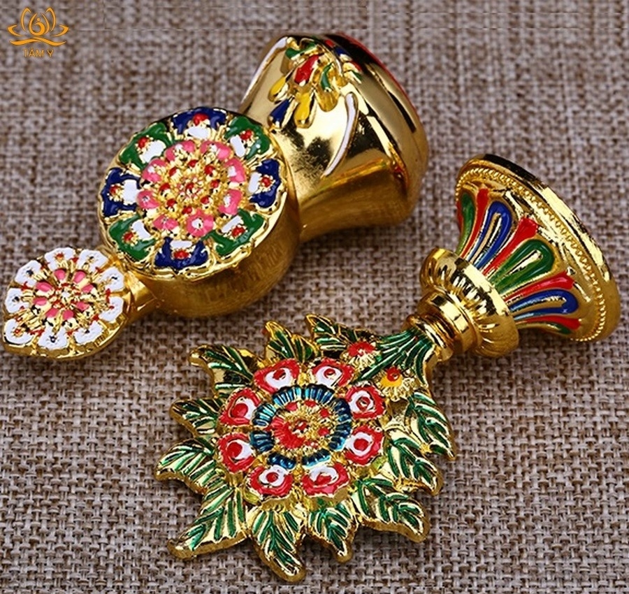 Bộ Torma Và Hoa Vương Bằng Đồng MS13 Mật Tông Tâm Ý