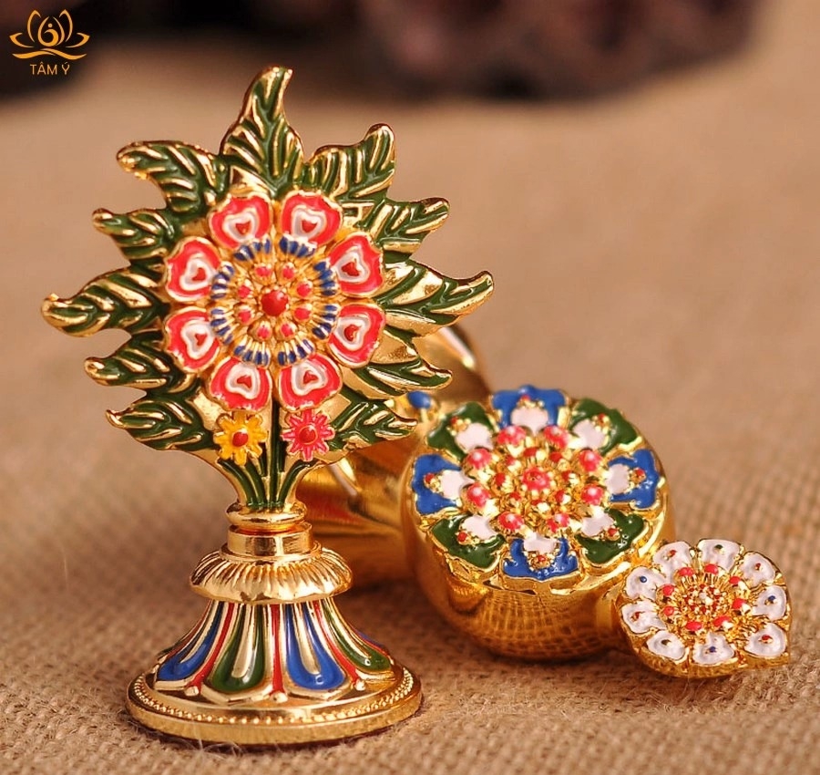 Bộ Torma Và Hoa Vương Bằng Đồng MS13 Mật Tông Tâm Ý