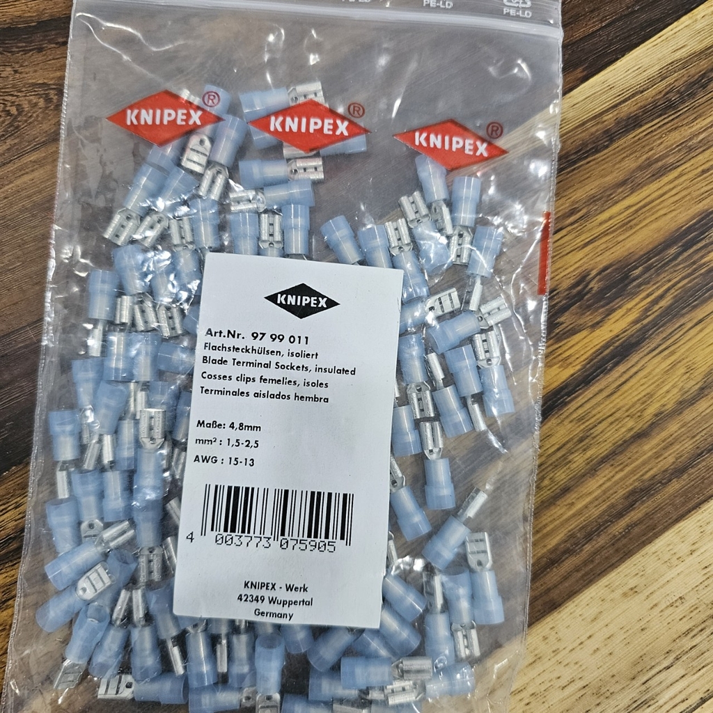 Đầu Cos Ghim Capa 4.8mm Knipex 1.5 - 2.5 mm² 97 99 011 (Bịch 100 Chiếc)