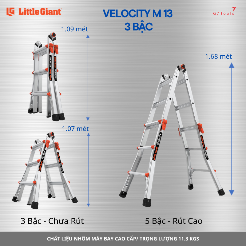 Thang Nhôm Đa Năng 3 Bậc Little Giant Velocity 15413-001 (Model 13)