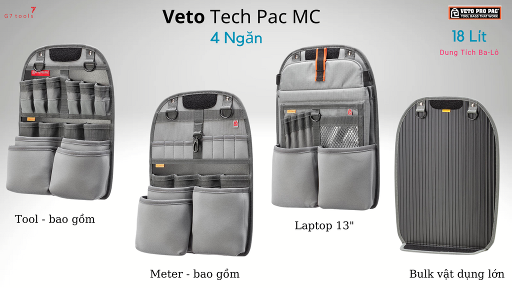 VETO Pro Pac Tech Pac MC Blackout Khay V-SWAP™ & Đế Nhựa Chống N