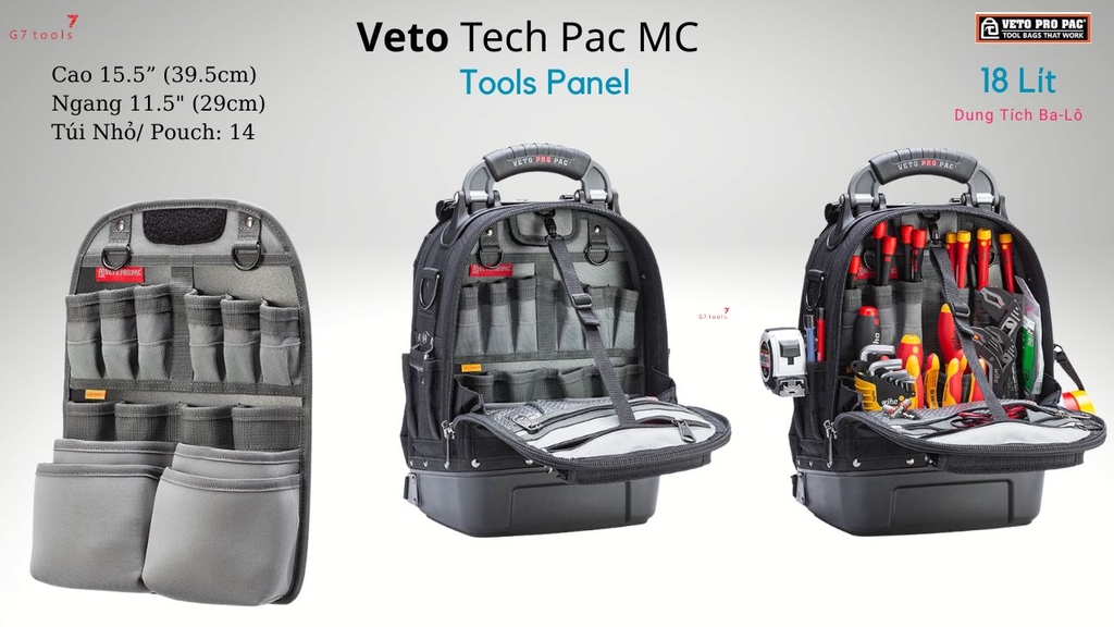 VETO Pro Pac Tech Pac MC Blackout Khay V-SWAP™ & Đế Nhựa Chống N