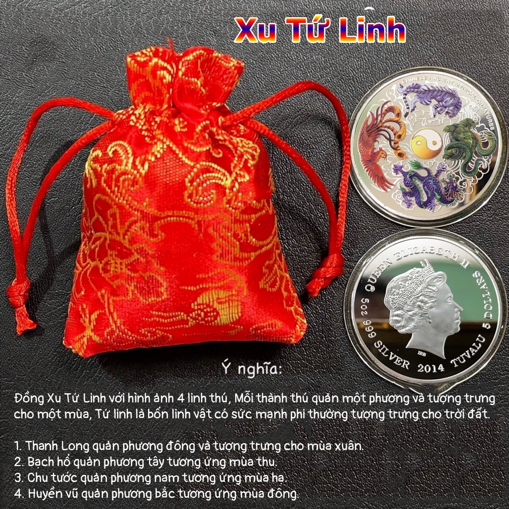 Đồng Xu Tứ Linh LONG LÂN QUY PHỤNG - Quà phong thủy cực chuẩn Tiền Lì ...
