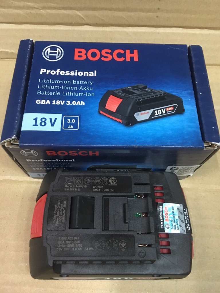 Pin GBA 18V 3.0Ah LI-ION Bosch | CÔNG TY TNHH THƯƠNG MẠI ĐIỆN MÁY HỒNG ÂN